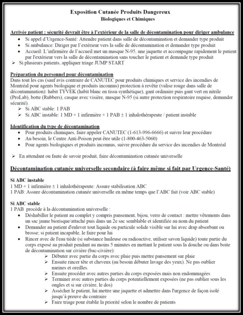 Intoxication- Exposition cutanée aux produits dangereux - Urgence CHU ...